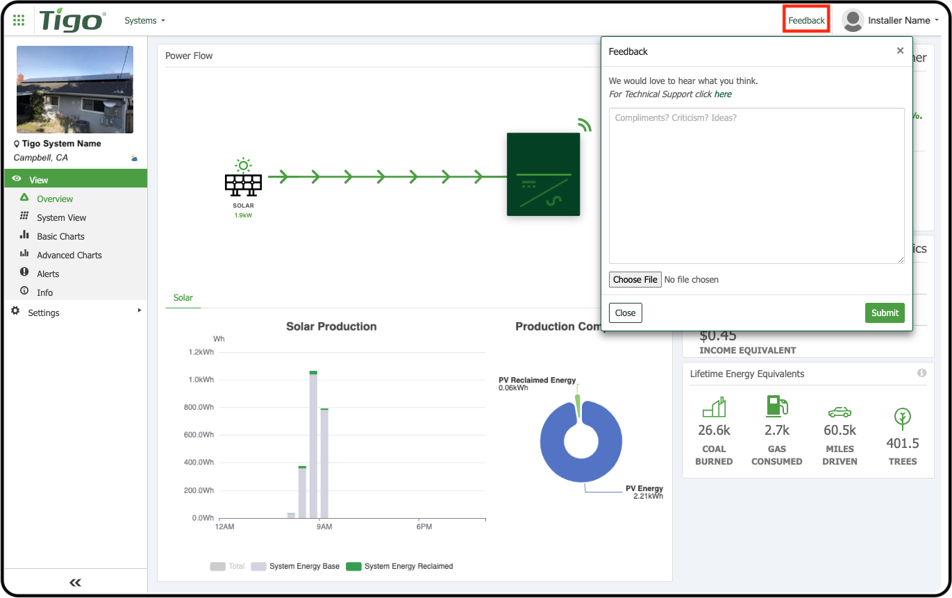 Providing Feedback (Portal / EI App) – Tigo Help Center